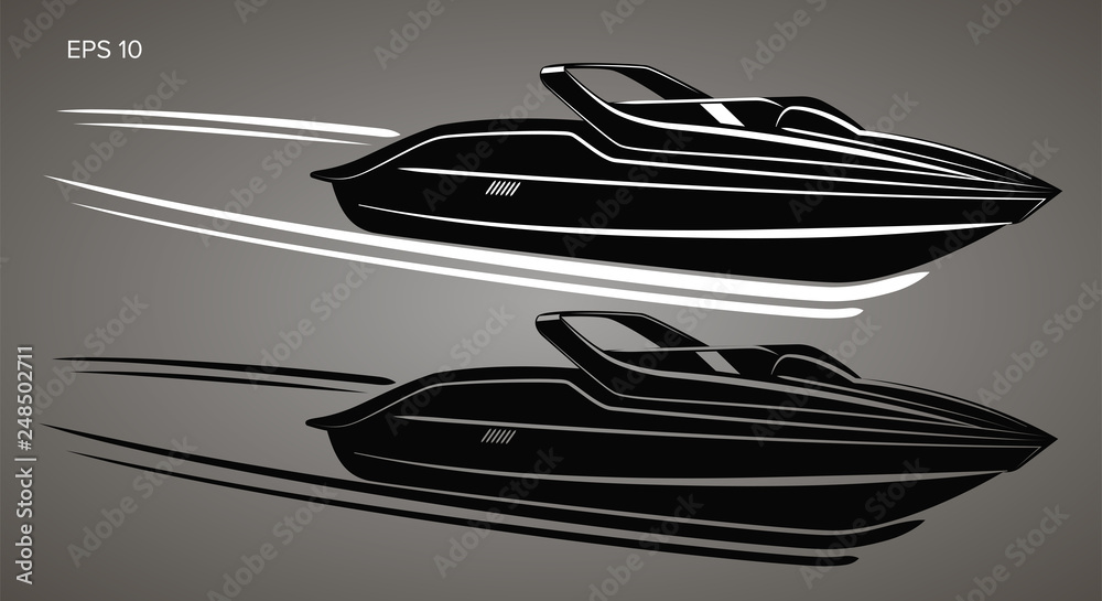 Speedboat isolated illustration. Luxury boat vector. Streamline Stock ...
