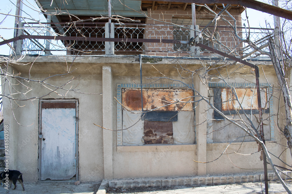 unfinished house without windows without doors dismantling ruins for ...