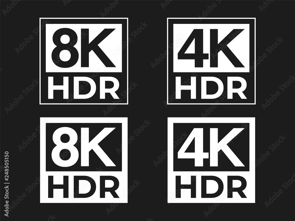 8K and 4K HDR Logo Set Stock Vector | Adobe Stock