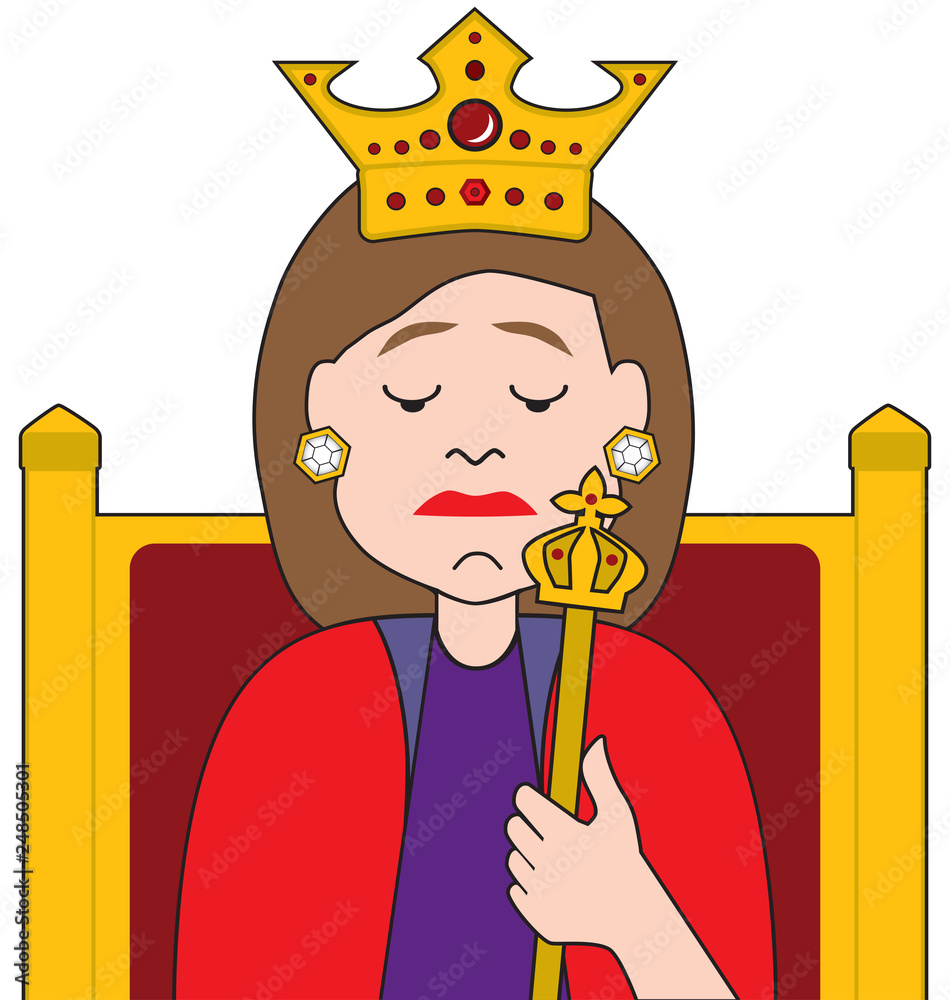 Sad Cartoon Queen Stock Vector | Adobe Stock