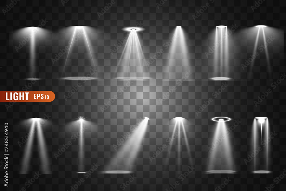 Stage lighting, a collection of transparent effects. Bright lighting ...