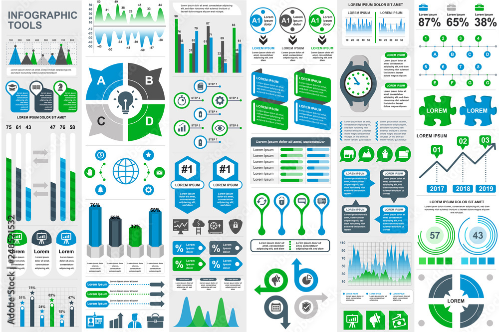 Infographic elements data visualization vector design template. Can be ...