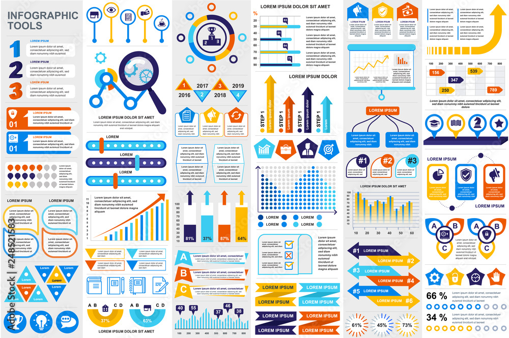 Infographic elements data visualization vector design template. Can be ...