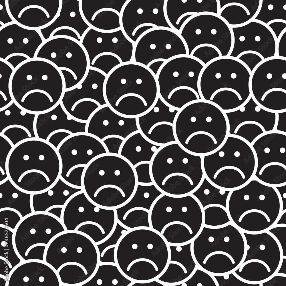Seamless pattern with sad face icons. Stock Vector | Adobe Stock