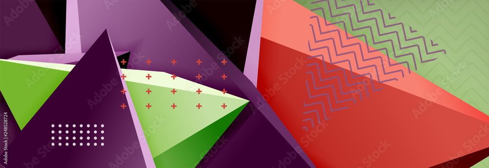 3d Triangular Shapes Geometric Background Origami Style Pattern With