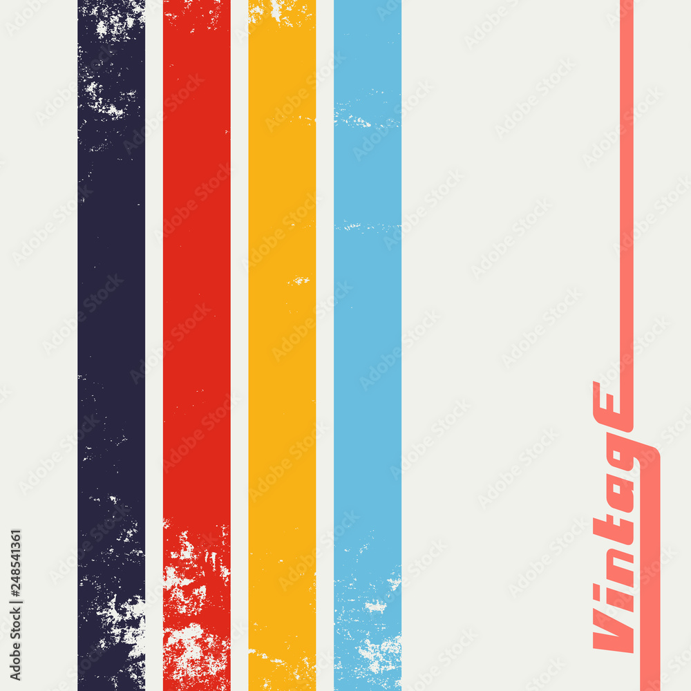 Vintage grunge background with color stripes. Retro texture lines ...