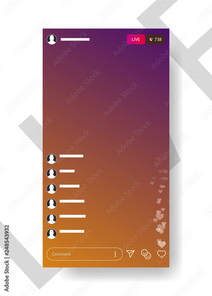 The template is live streaming. The user started a live streaming ...