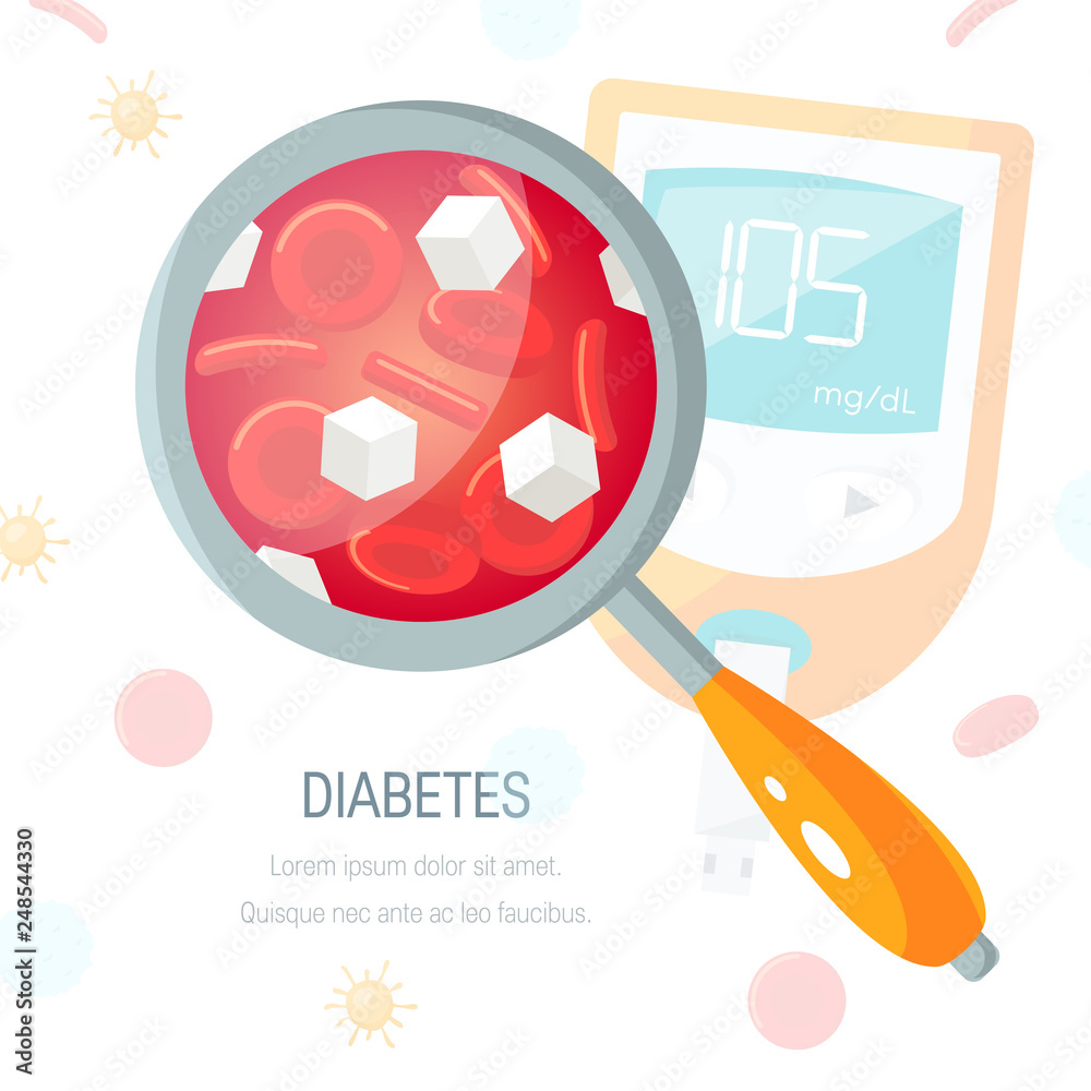 Diabetes concept in flat style, vector design Stock Vector | Adobe Stock