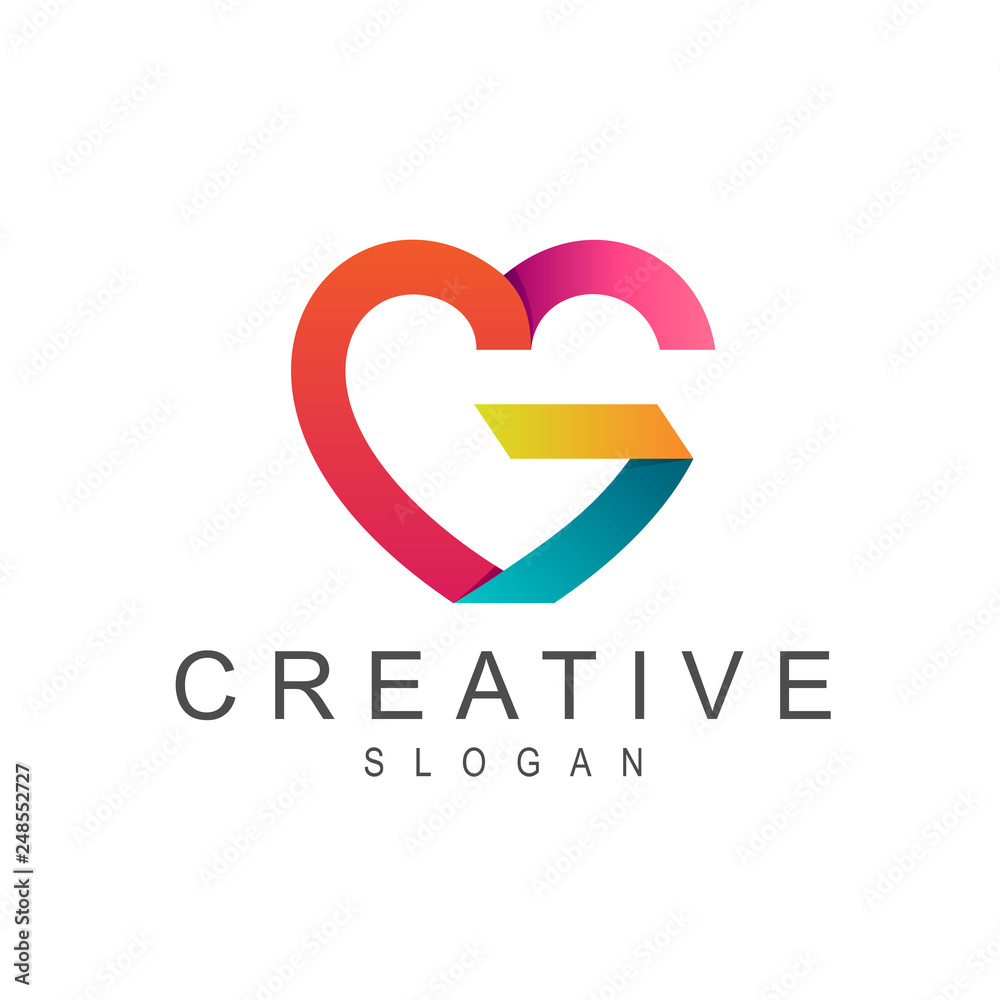 Heart letter G Logo Stock Vector | Adobe Stock