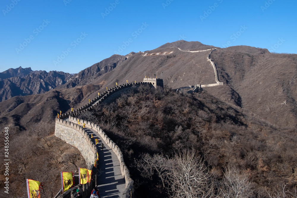 China's famous landmark buildings, the Great Wall and mountains. Stock ...