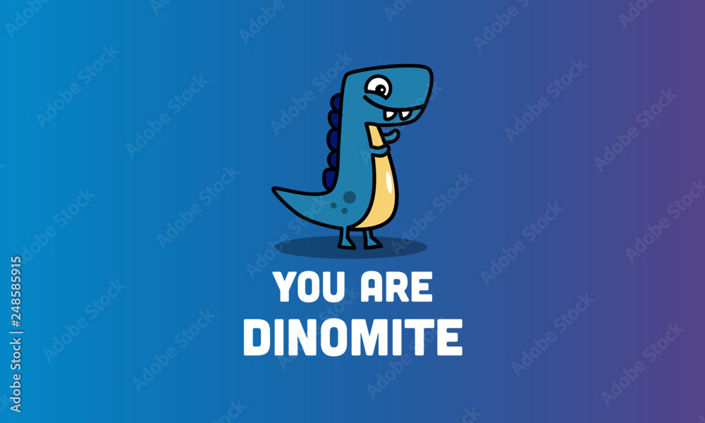 Dinomite Dinosaur Pun Poster Design Stock Vector | Adobe Stock
