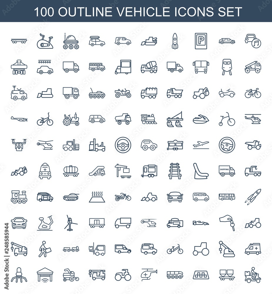 100 vehicle icons Stock Vector | Adobe Stock