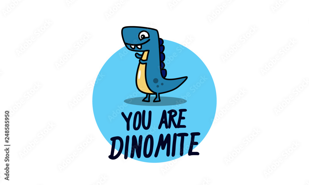 Dinomite Dinosaur Pun Poster Design Stock Vector | Adobe Stock