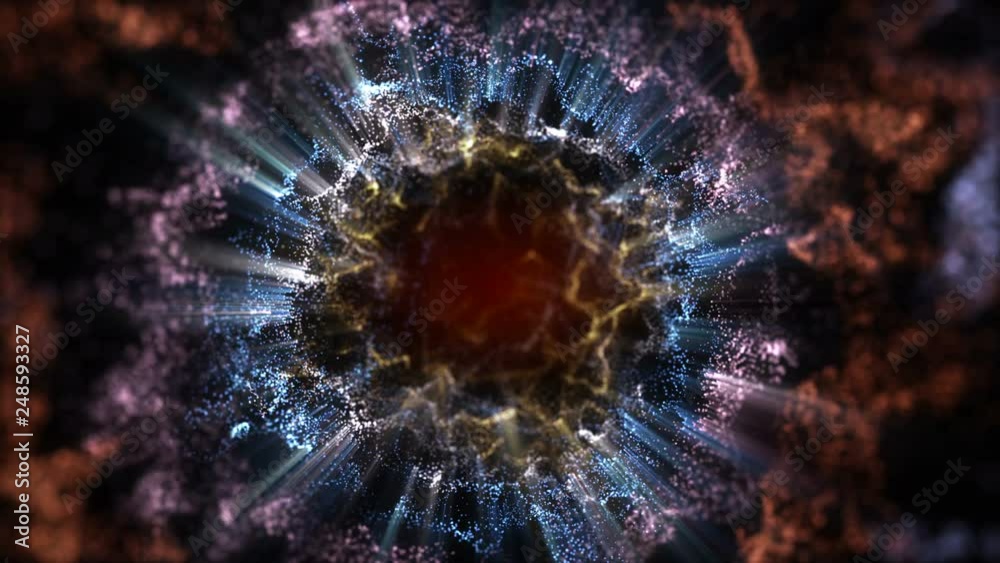 4K Abstract motion background animation shining particles stars sparks ...