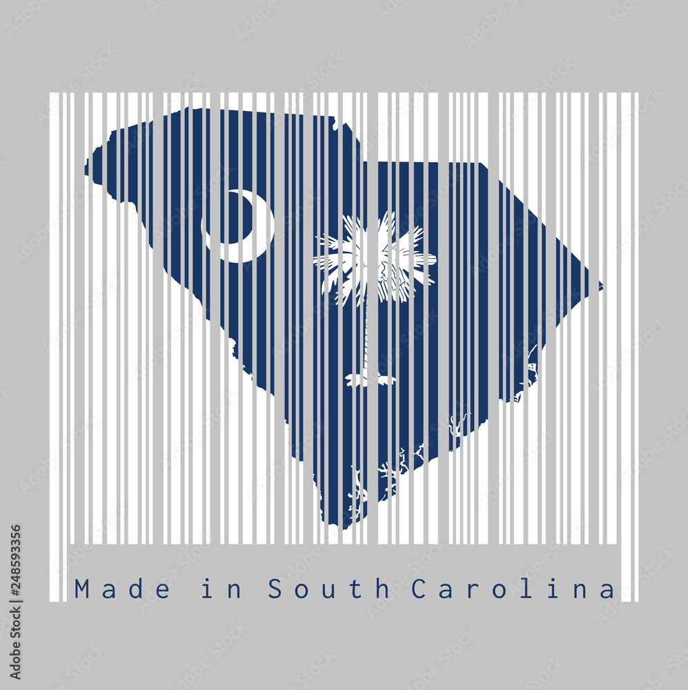 Barcode set the shape to South Carolina map outline and the color of ...