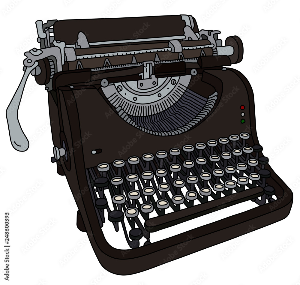 The vectorized hand drawing of a vintage typewriter Stock Vector ...