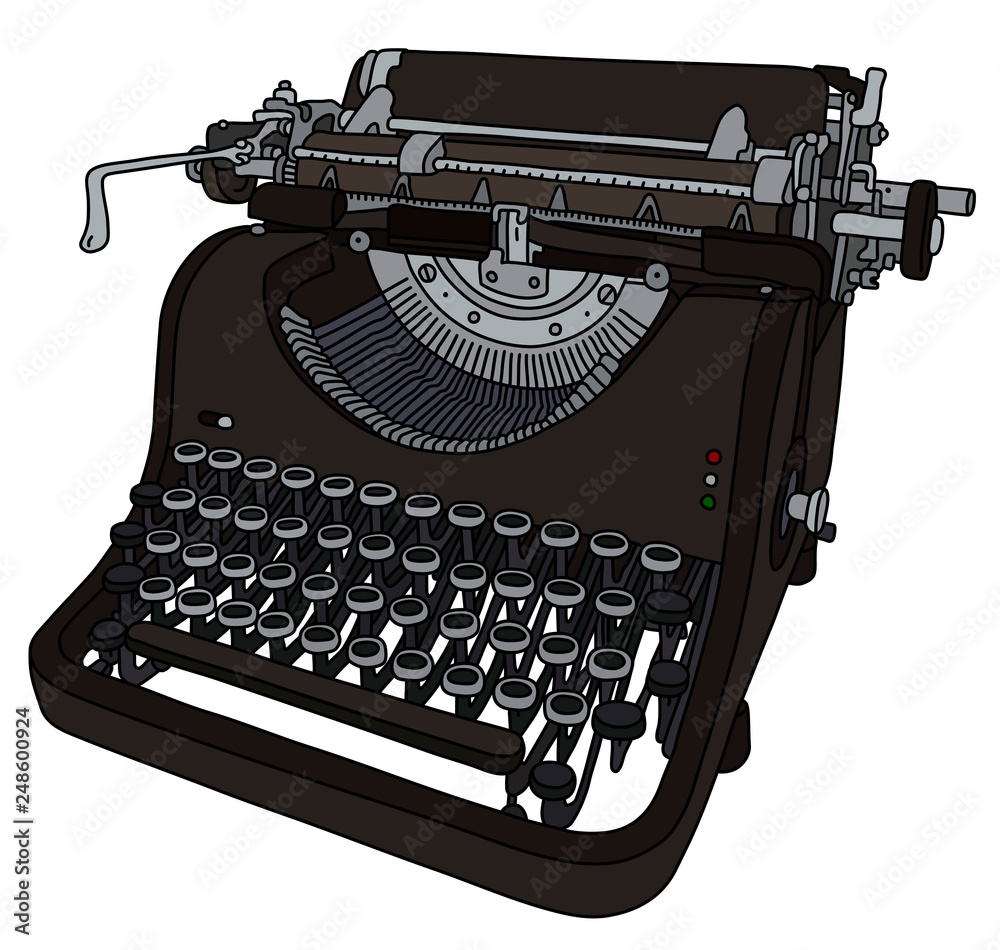 The vectorized hand drawing of a vintage typewriter Stock Vector ...