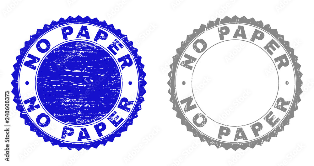 Grunge NO PAPER stamp seals isolated on a white background. Rosette ...
