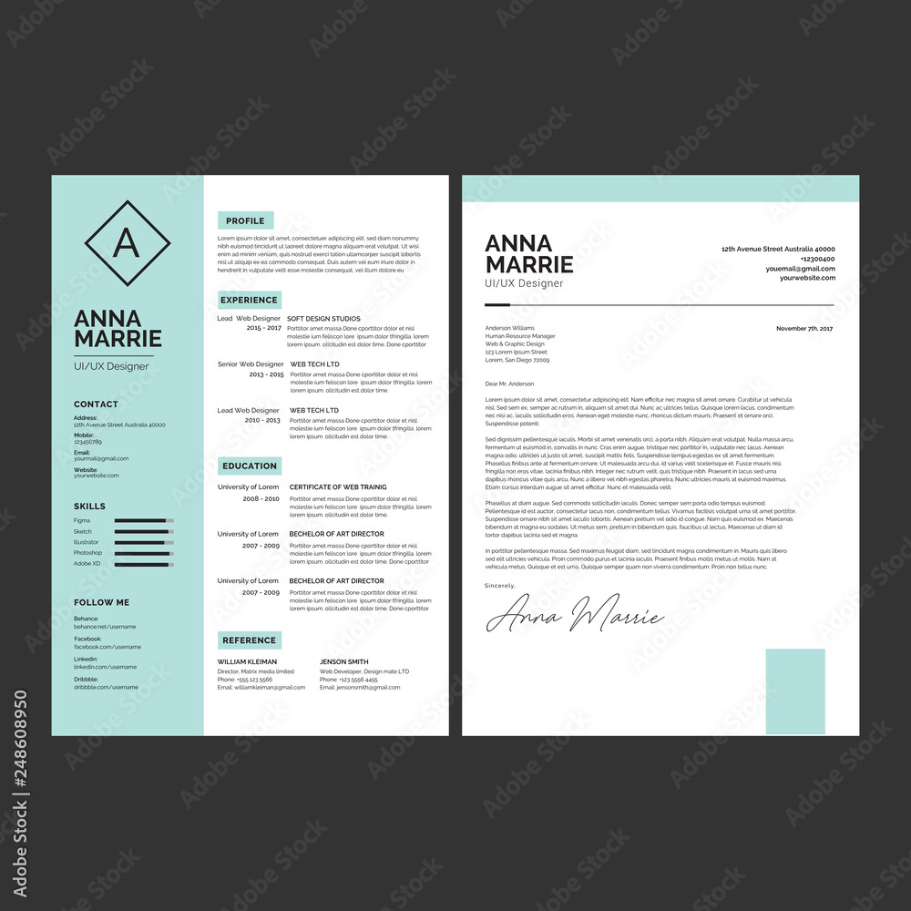 Professional CV resume template design and letterhead / cover letter ...