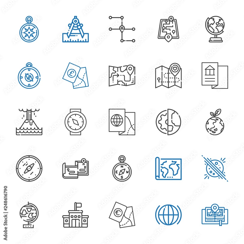 geography icons set Stock Vector | Adobe Stock
