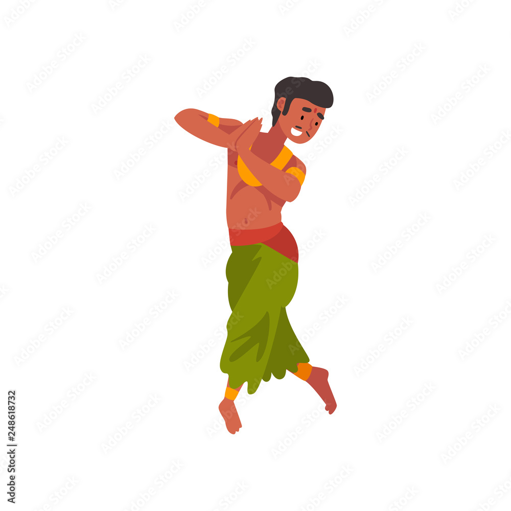 Indian Dancer Character in Traditional Clothes, Young Man Performing ...