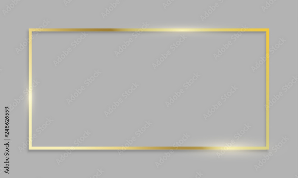 Golden frame shiny border on transparent background. Vector realistic ...