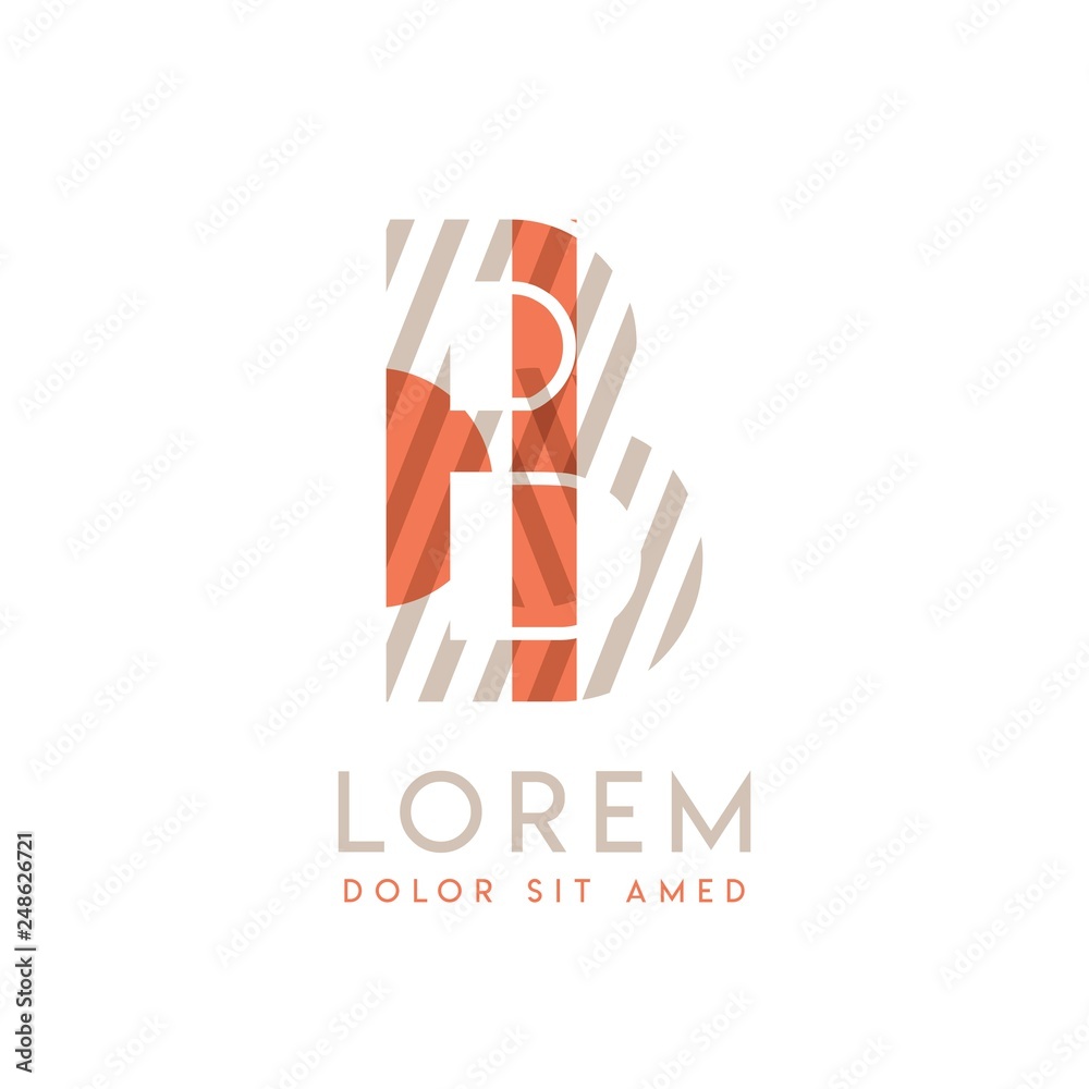IB natural logo design with pink orange and gray color that can be used ...