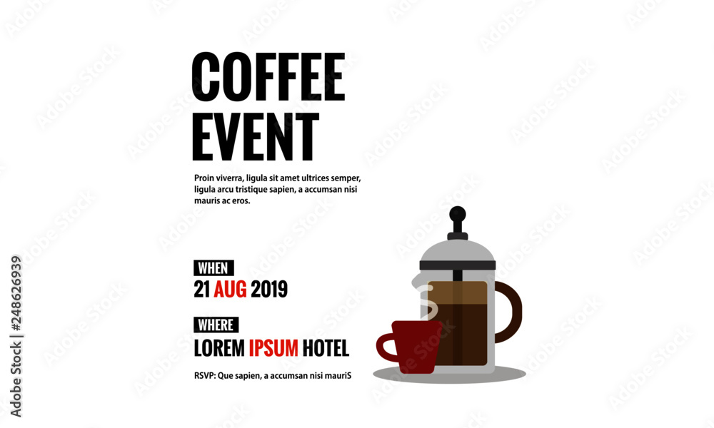 Coffee Event Invitation Design with Where and When Details Stock Vector ...