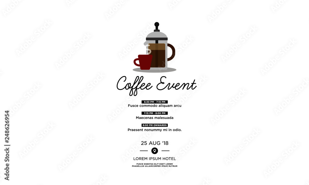 Coffee Event Invitation Design with Where and When Details Stock Vector ...