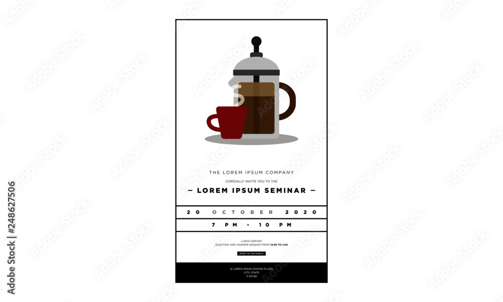 Coffee Event Invitation Design with Where and When Details Stock Vector ...