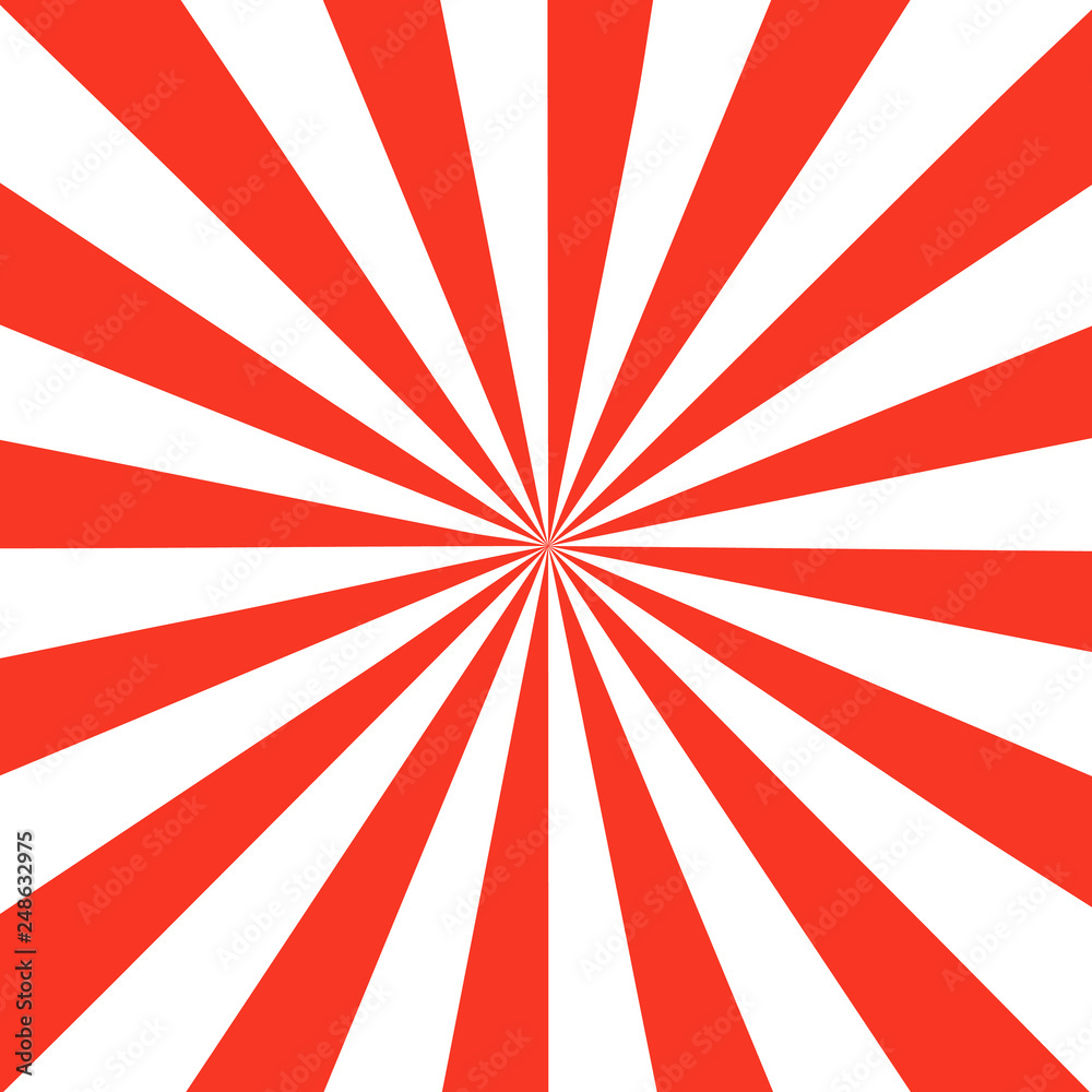 Red white sunbeam background. Red striped abstract wallpaper. Vector ...