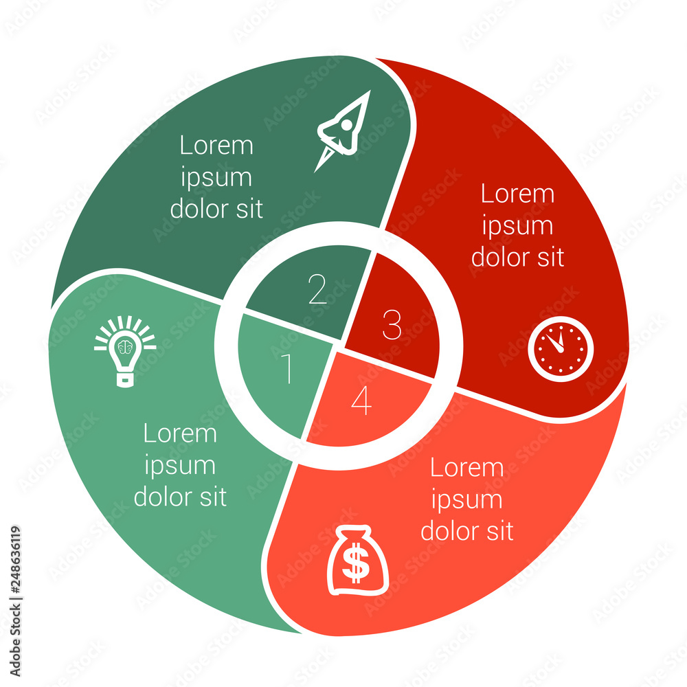 Pie chart data Elements For Template infographics with four 4 positions ...