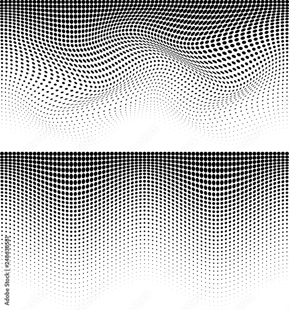 Halftone wave pattern set. Horizontal background using halftone wavy ...
