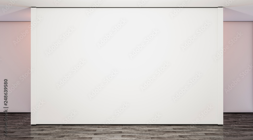 Blank white large gallery wall in studio mock up, 3d rendering. Empty ...