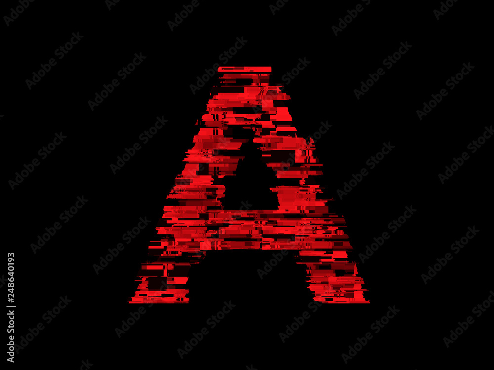 Letter A distorted glitch foturistic digital look - alphabet letters ...