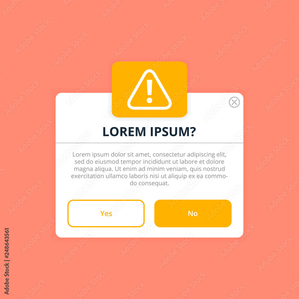 warning modal card ui design template vector Stock-Vektorgrafik | Adobe Stock