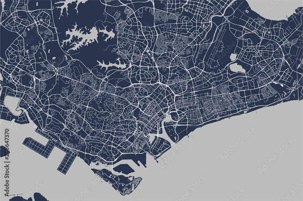 map of the city of Singapore, Republic of Singapore Stock Vector ...