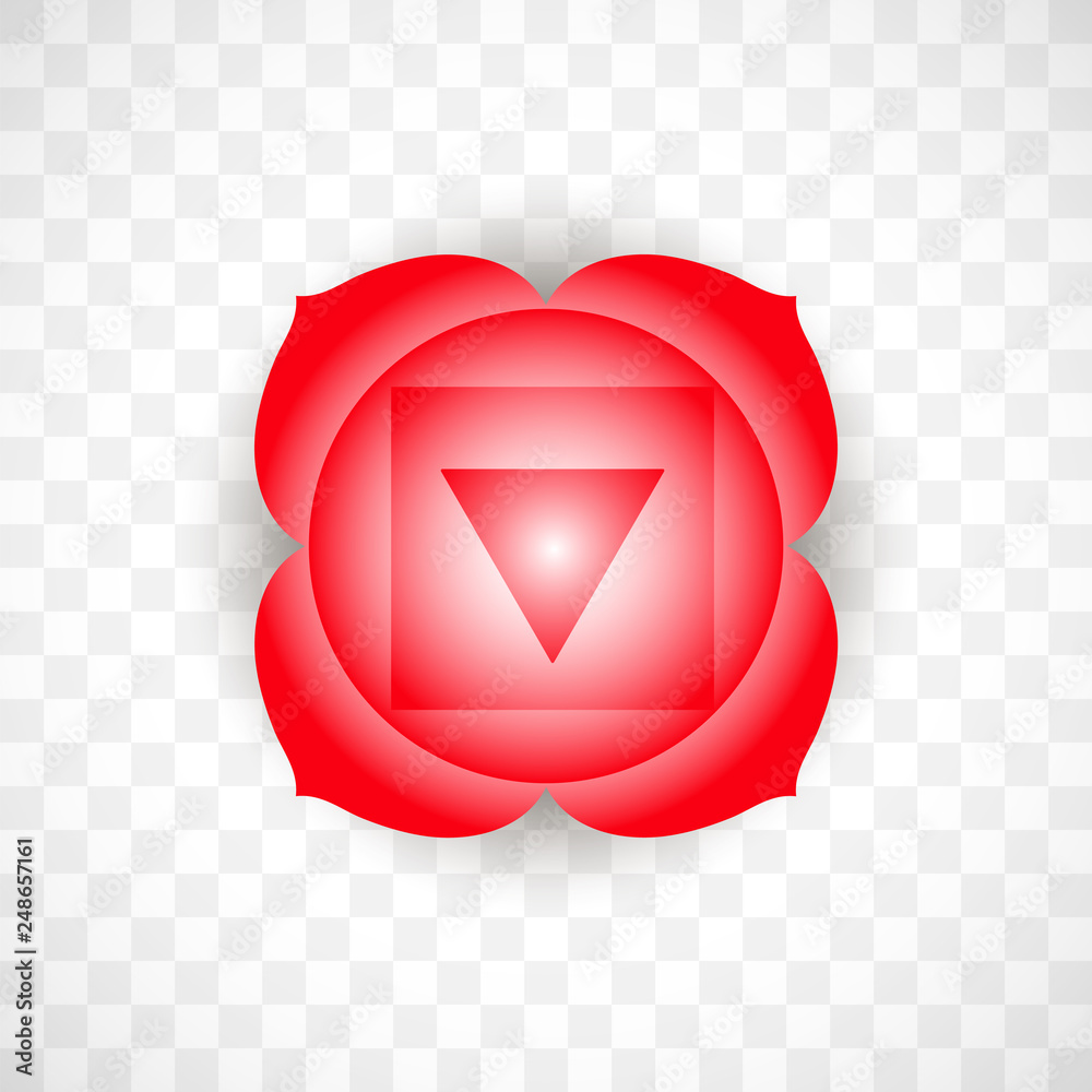 Root chakra Muladhara in red color isolated on transparent background ...