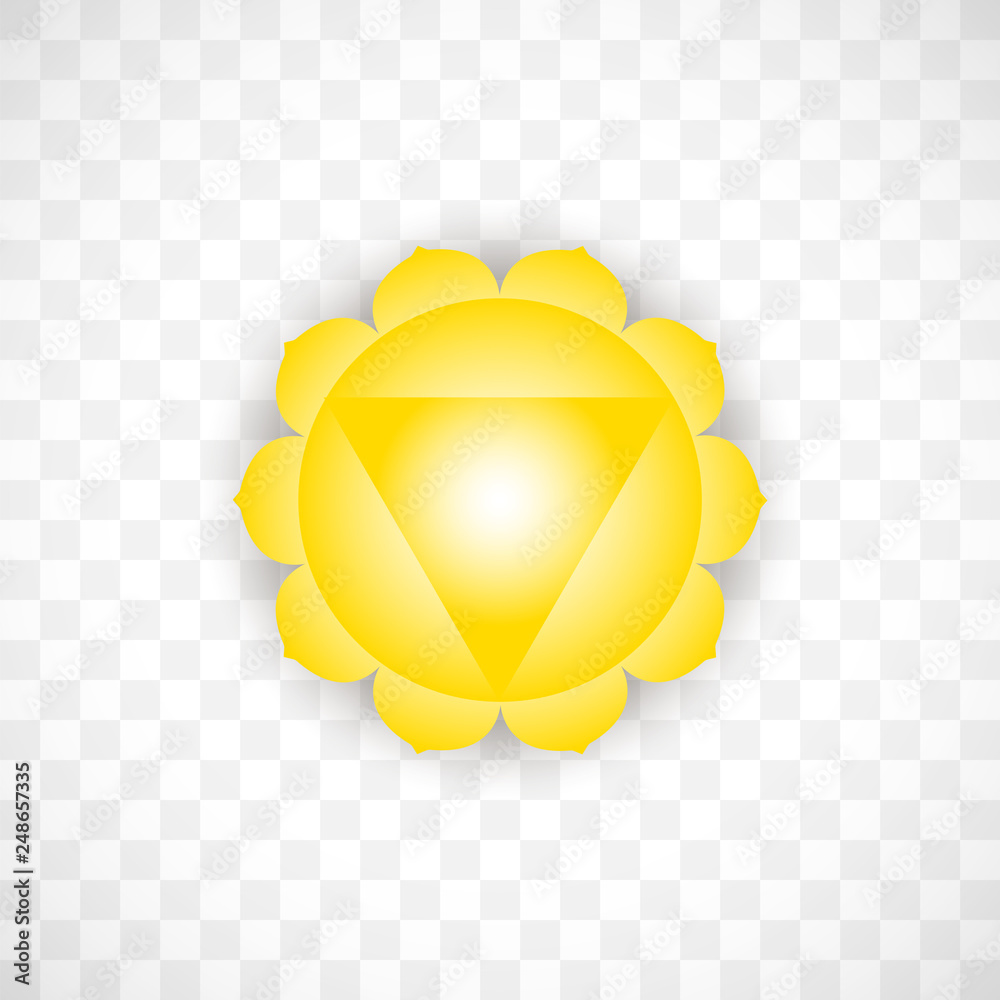 Solar chakra Manipura in yellow color isolated on transparent ...