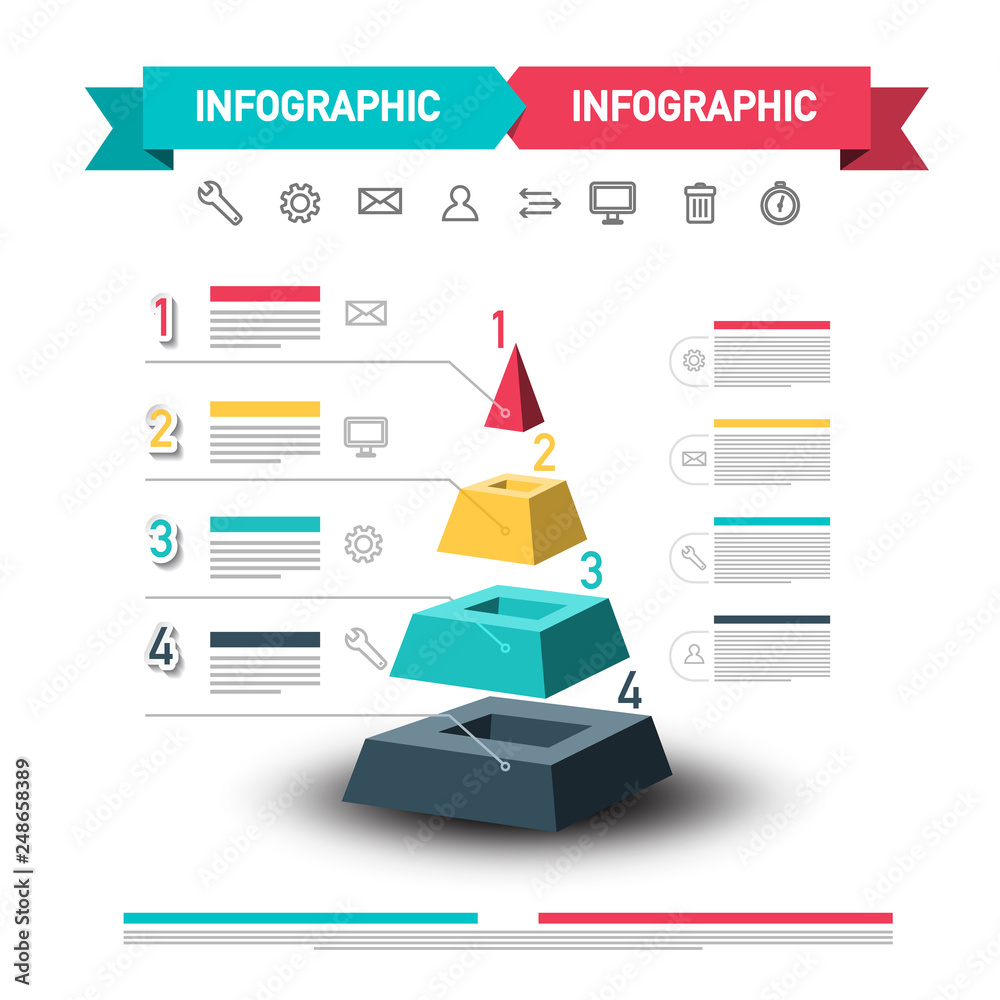 Infographic Design with Pyramid and Data Flow. Vector Web Infographics ...