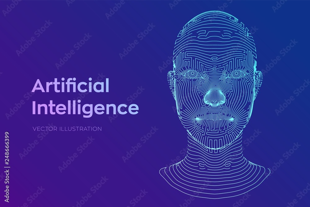 AI. Artificial intelligence concept. Ai digital brain. Abstract digital ...