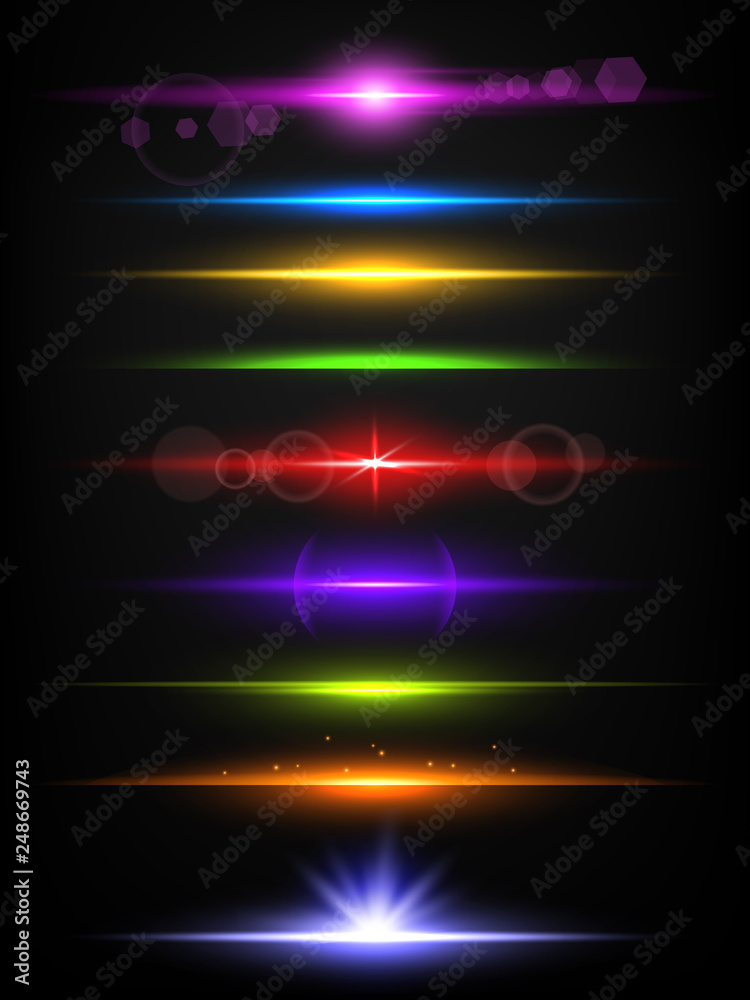 Shiny neon lines. Borders with glow effect abstract flash light vector ...