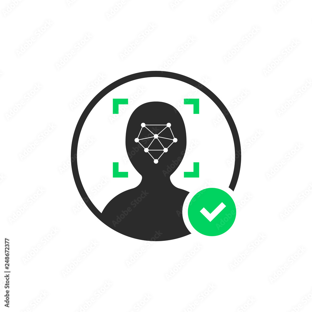 face id scanner logo with check mark Stock Vector | Adobe Stock