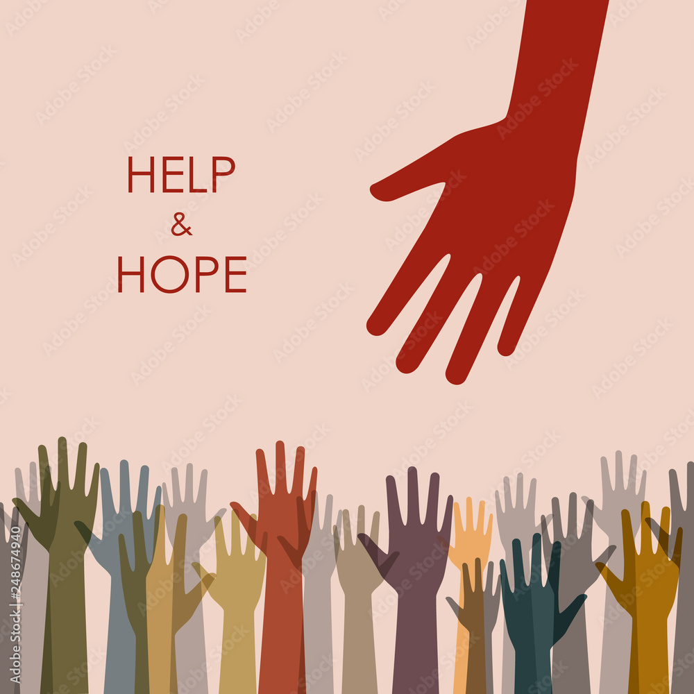 Earth tone color help and hope hands icon logo vector template graphic ...