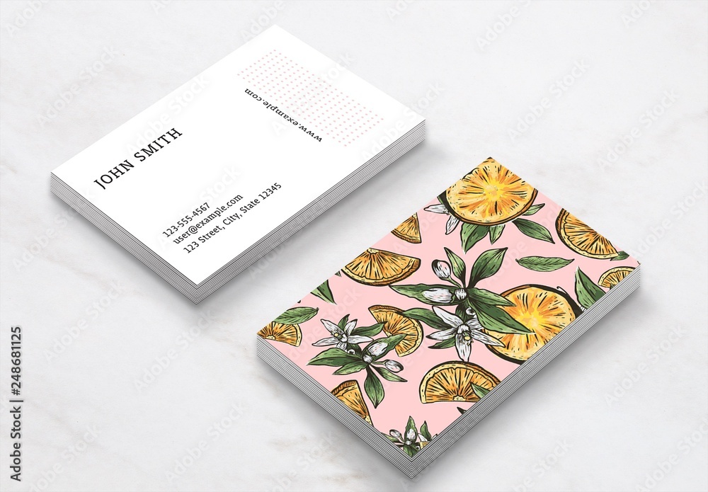 Business Card Layout with Lemon Illustrations Stock Template | Adobe Stock