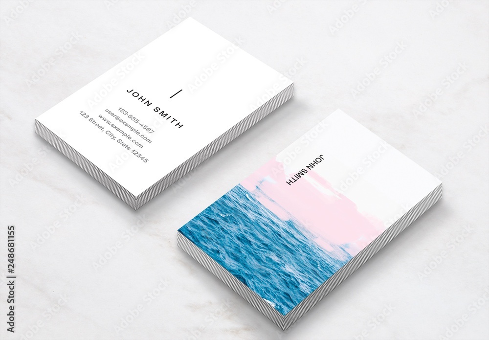 Business Card Layout with Image of the Ocean Stock Template | Adobe Stock