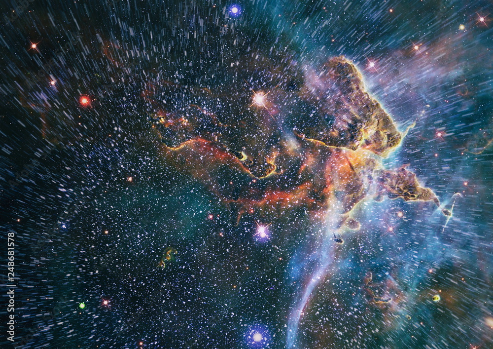 Chaotic space background. planets, stars and galaxies in outer space ...