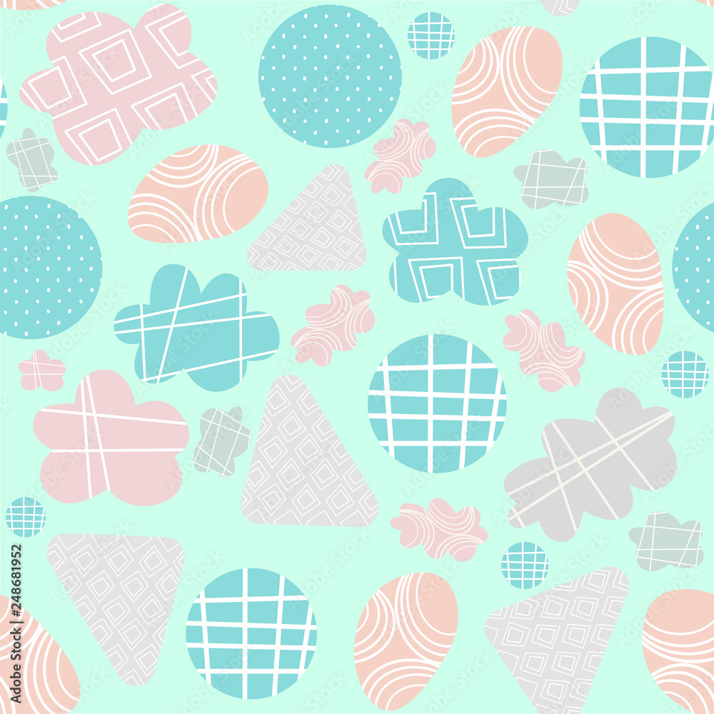 Draw seamless pattern, set background with sky, cloud, emotion and many ...