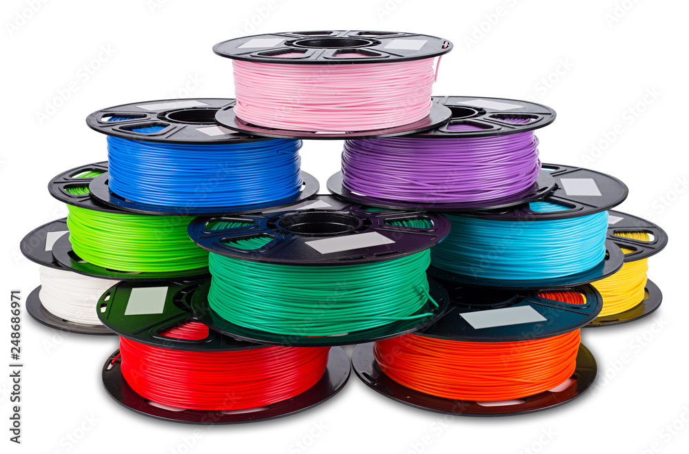 colorful bright stack pile of spool 3d printer filament Stock Photo ...