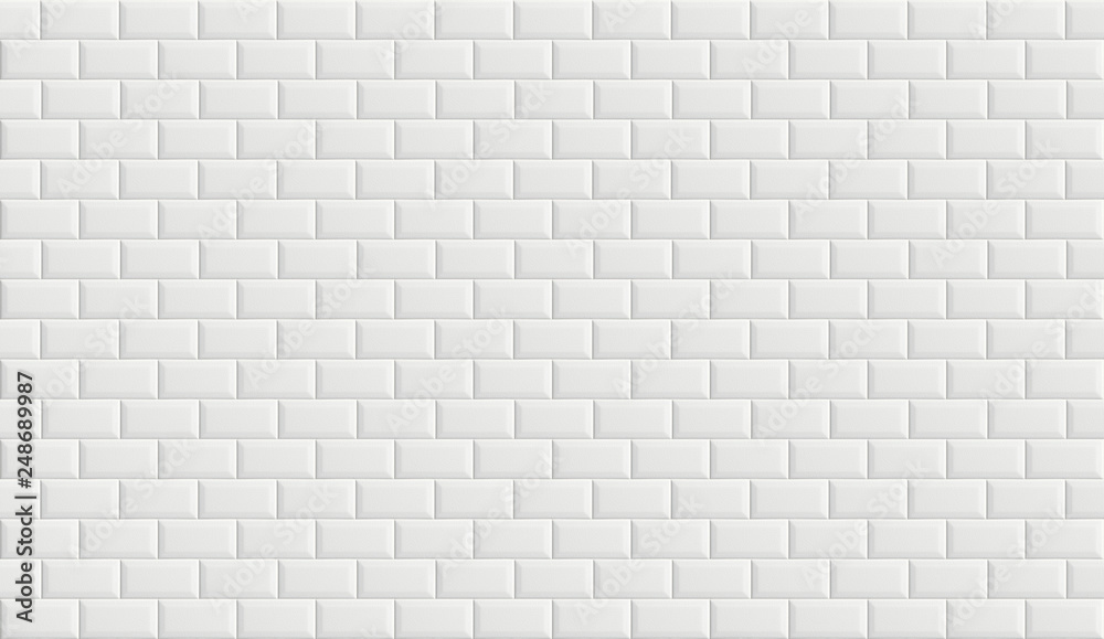 White rectangle mosaic tiles with cracks on surface. White tiles ...